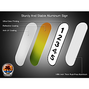 Curb-N-Sign Reflective Vertical Address Plaque, Custom Address Sign for Mailbox, 5x18 inch Sturdy, Durable, Rust Free, UV-proof & water-proof Address Numbers for House (Texas Flag)