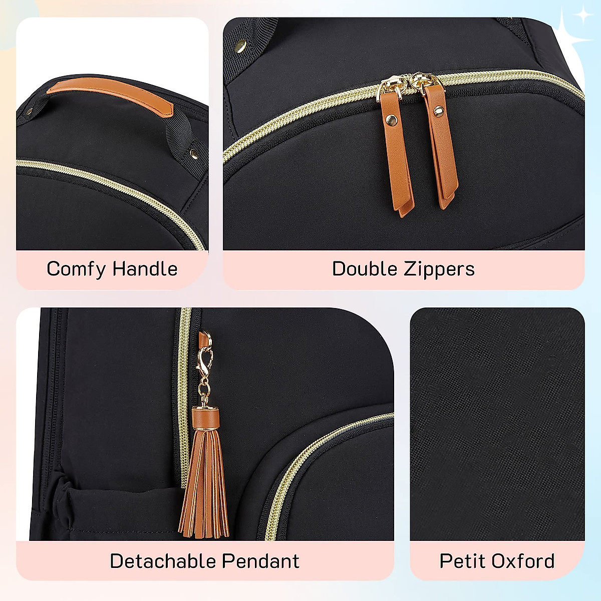 Missnine Laptop Backpack for School Travel Women 15.6 Inch Computer Back Pack with Charging Port Water Repellent Bookbag Lightweight