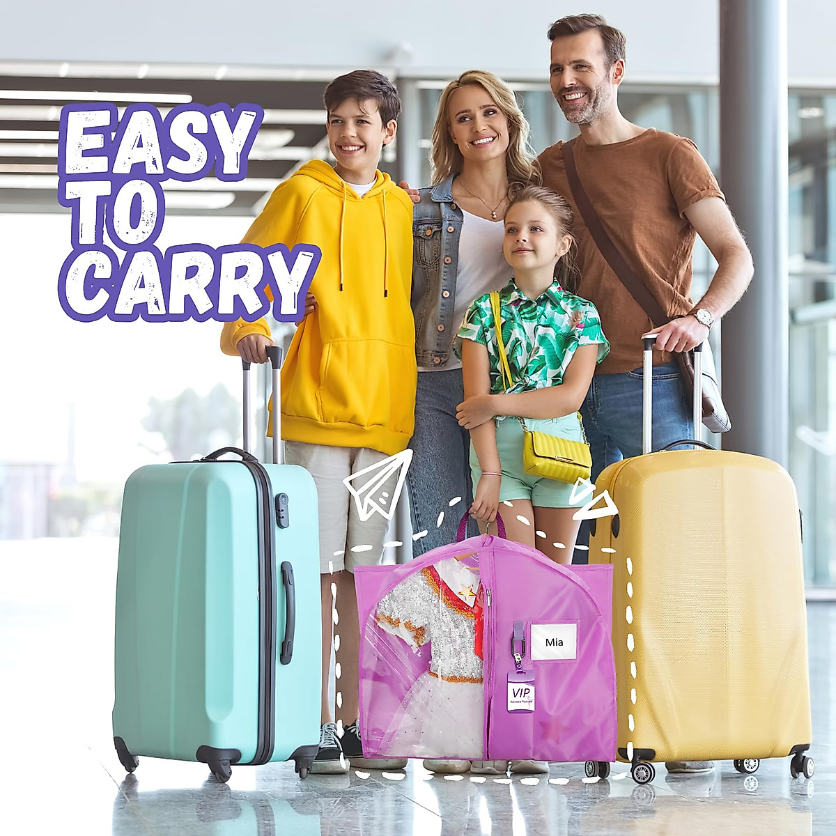 SNOWLYCNY 40" Dance Garment Bags for Dancers, Dance Costume Garment Bag with 6 Pockets for Travel, Clothing Storage and Competition, Kids Garment Bags for Hanging Clothes, Dress, 2 Pack, Purple