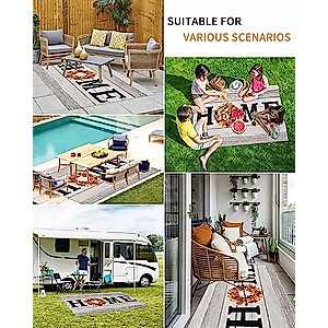 Outdoor Area Rug for Patio,Fall Thanksgiving Home Word Maple Leaf Wreath Camping Rugs Indoor Large Floor Mat 4x6ft,Sunflower Retro Wood Grain Outside Carpet for Deck RV Picnic Porch Backyard Bedroom