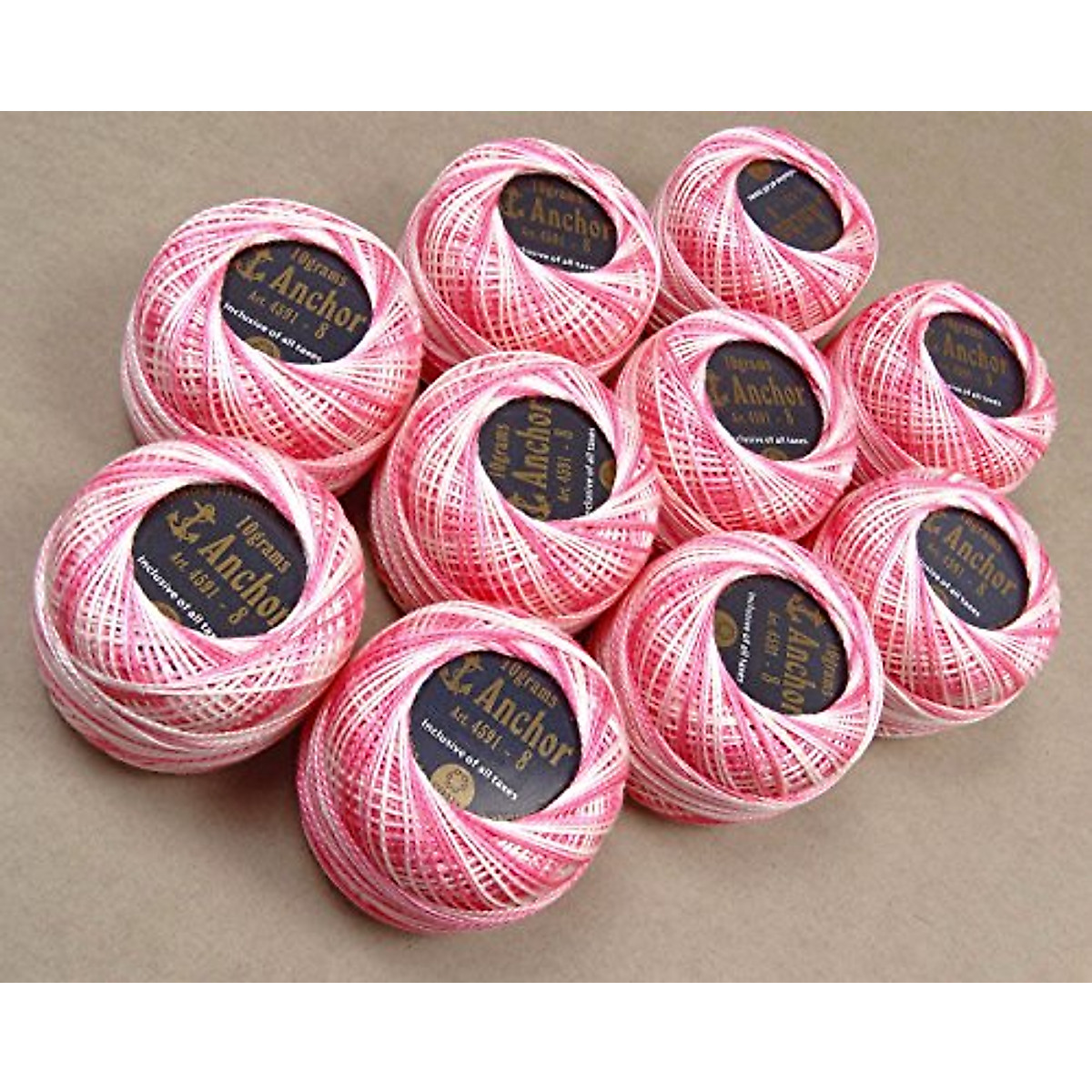 S2J Lot of 10 Pieces Anchor Tatting Crochet Cotton Thread Variegated Skein Yarn Ball