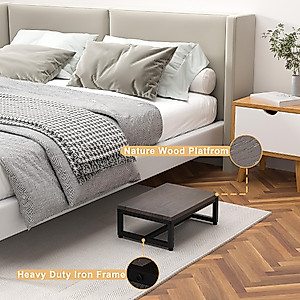 Step Stool Wood, Solid Kitchen Step Stool by ECROCY - Holds Up to 400 LBS- Ebony(Need Assemble)