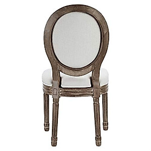 CangLong Farmhouse Dining Room Accent Chairs, French Distressed Bedroom Chairs with Round Back, Elegant Kitchen Chairs Side Chair, Set of 2, Fabric Back in Beige