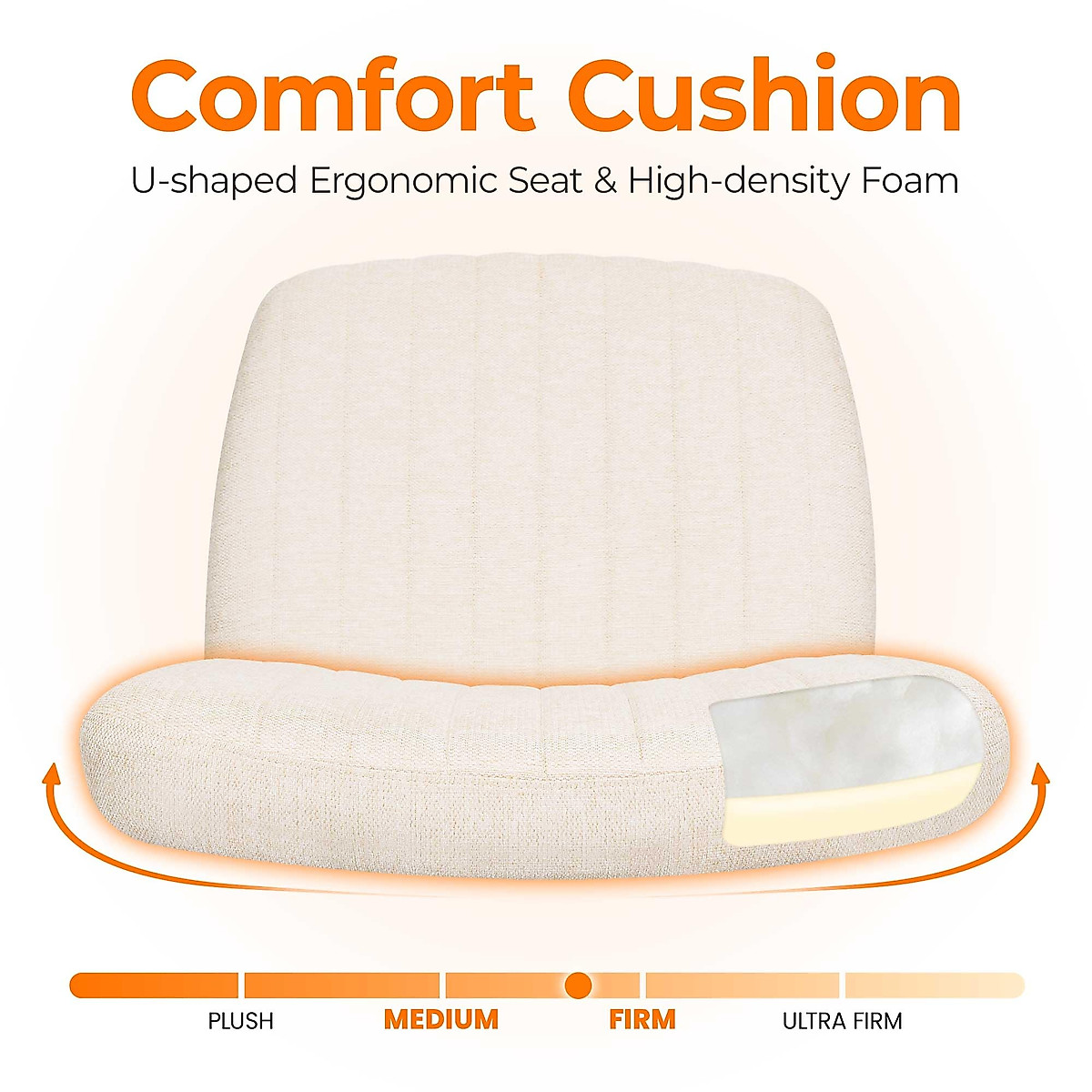 NEO CHAIR Criss Cross Chair, Armless Legged Office Desk Chair, with Wheels Swivel Modern Ergonomic Vanity Fabric Adjustable Wide Comfy Computer Task Chairs for Home Office (Beige)