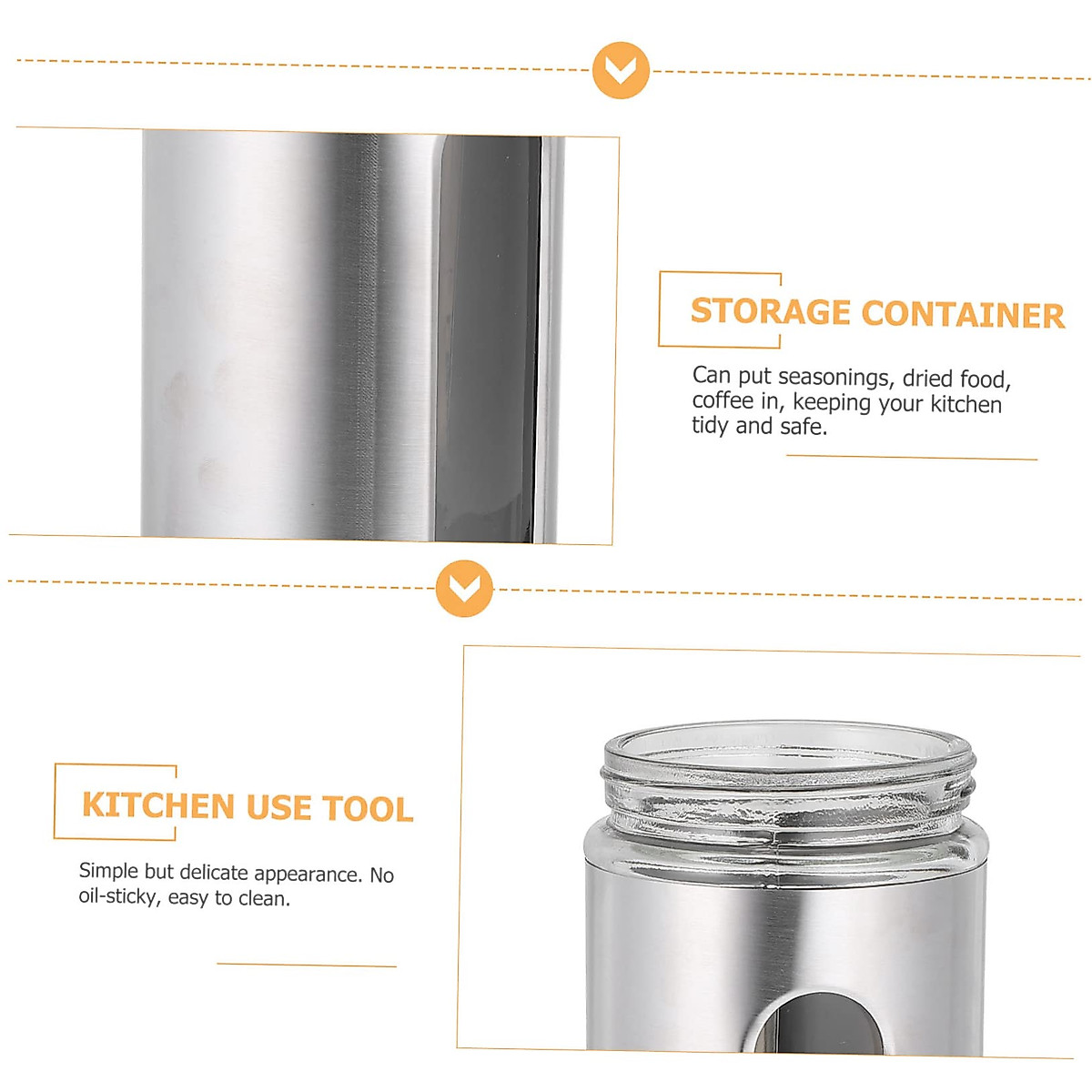 OKUMEYR 1Pc Glass Stainless Steel Airtight Storage Bottle for Kitchen Versatile Food Storage Container with Lid for Household Use for Storing Spices Snacks and More