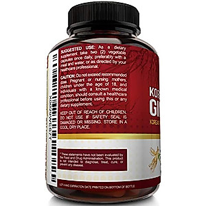 NutriFlair Korean Red Panax Ginseng 1600mg, 120 Vegan Capsules - High Potency Ginseng Root 5% Ginsenosides Extract Powder Supplement - Energy, Focus, Vigor, Performance Pills for Women & Men, Non-GMO