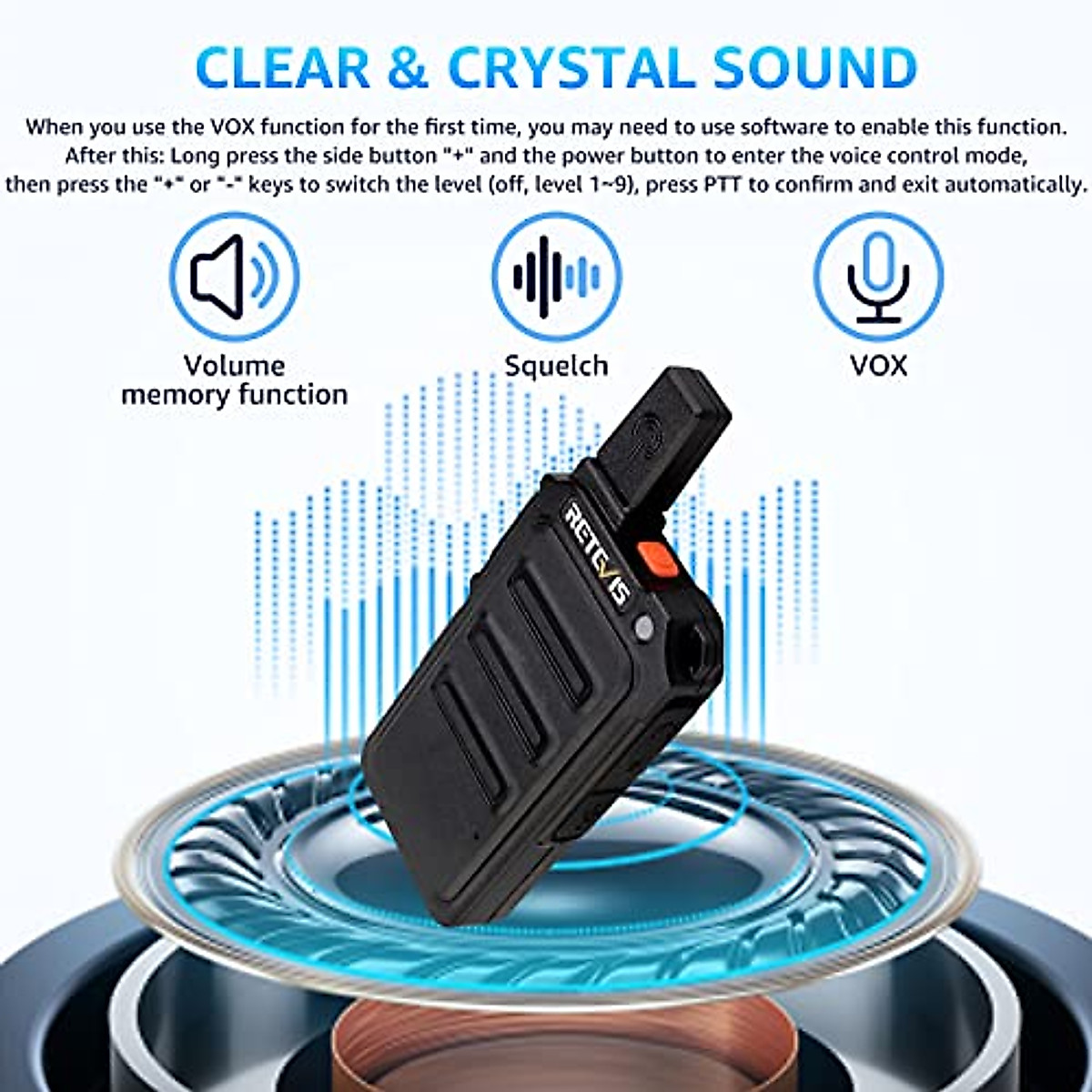 Retevis RT19 Ultra-Slim Two Way Radios,Portable FRS Walkie Talkies Adults with Earpiece,Rechargeable 1300mAh Battery,Metal Clip,for School Security Retail Healthcare(10 Pack)