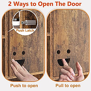 MASHOOPS Over The Toilet Storage Cabinet, Bathroom Organizer Over Toilet, Multifunctional Freestanding Space Saver Cabinets with Adjustable Shelf Paper Hook with Smiling-Door, Rustic Brown