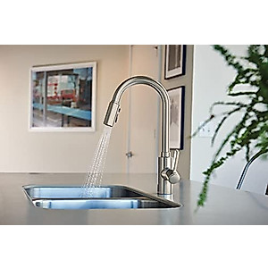 Moen Genta LX Spot Resist Stainless Single-Handle Modern Kitchen Faucet with Pull Down Sprayer, Reflex Docking Head, 7882SRS
