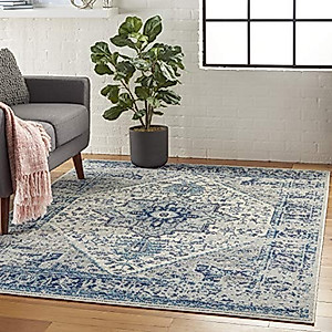 Nourison Tranquil Persian Ivory/Light Blue 5'3" x 7'3" Area -Rug, Easy -Cleaning, Non Shedding, Bed Room, Living Room, Dining Room, Kitchen (5x7)
