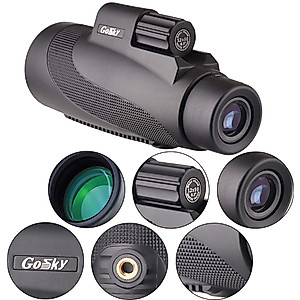 Gosky 12X50 High Power Prism Monocular Smartphone Holder and Handheld Tripod Kit- Waterproof/Fog-Proof/Shockproof Grip Scope -for Hiking,Hunting,Climbing,Birdwatching Watching Wildlife and Scenery