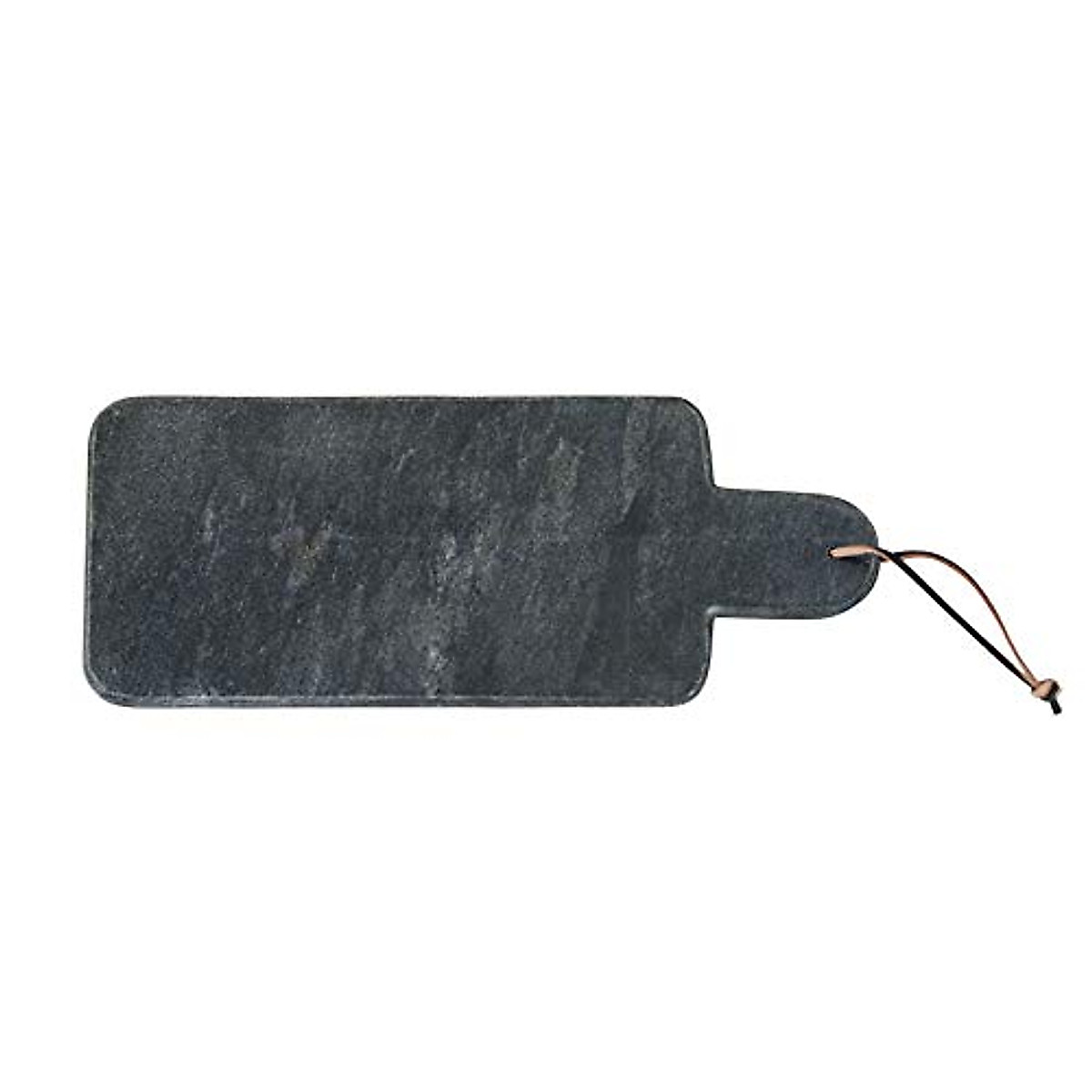 Rectangular Black Marble Cutting Board with Leather Strap