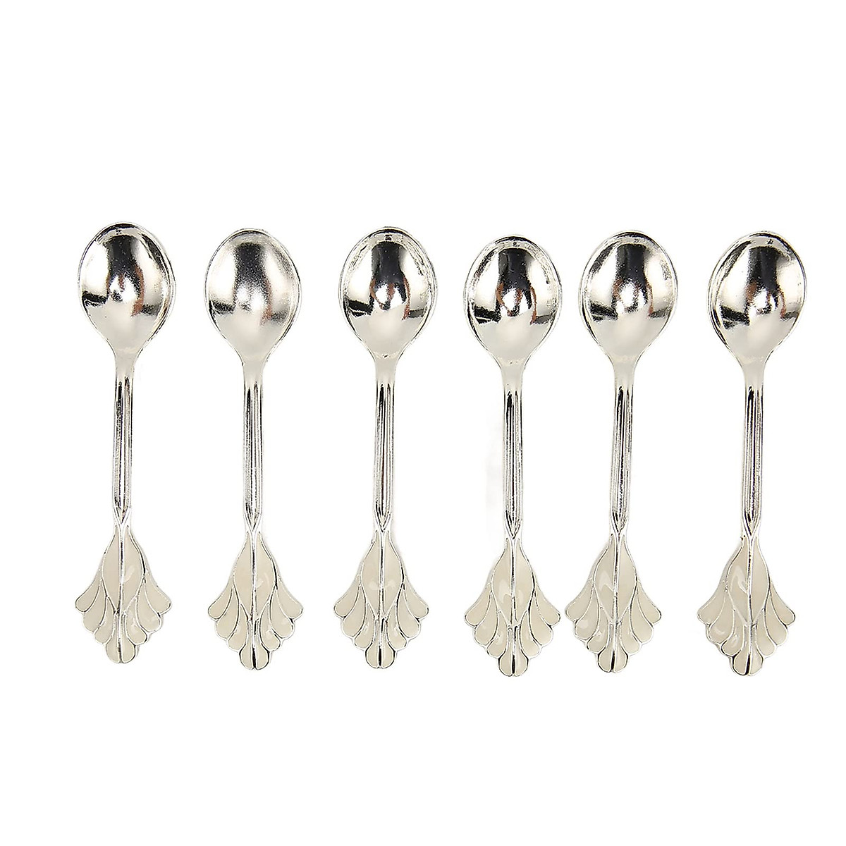 Coffee Spoon Holder Coffee Dessert Spoon Set Alloy Swan Base Holder Spoon Organizer with 6pcs, Modern Style Ice Cream Spoons Teaspoons Coffee Dessert Flatware(Spoon)