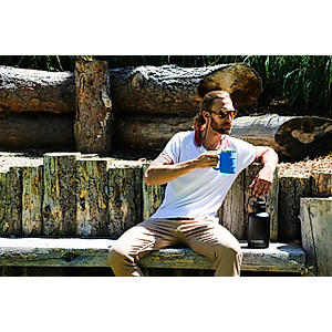 EcoVessel Double Barrel Mug Insulated Travel Coffee Cup with Lid & Wide Grip Handle Stainless Steel Beer Stein, Travel Whiskey Glass, Country Travel Mug or a Moscow Mule Tumbler Cup