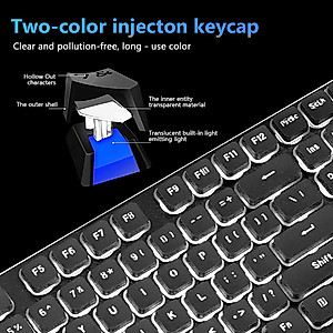 Wireless Gaming Keyboard and Mouse Combo White LED Backlit Ultra-Thin Rechargeable Keyboard and Soundless Mouse with Ergonomic Waterproof Dustproof Lage Mouse Pad for PS4,Xbox One,Desktop,PC