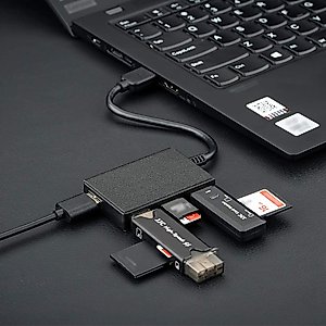Memory Card Case + USB 3.0 Hub Splitter：Credit Card Size Memory Card with 4 Ports USB 3.0 Hub Splitter