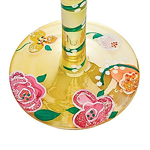 Enesco Designs by Lolita Kindness Floral Hand-Painted Artisan Wine Glass, 15 Ounce, Multicolor