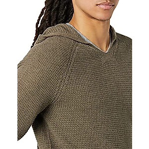 The Knitwear Lab Men's 3D Textured Hoodie Pullover Sweater Bark X-Large