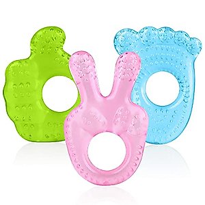Water Teether 3-Pack, Teething Toys for Babies 0-6 Months BPA Free, Teething Toys Fridge Cold Teethers for Babies, Freezer Teethers for Babies - Hand & Foot Series