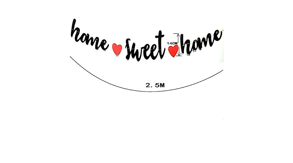 Home Sweet Home Black Glitter Banner | Welcome Back & Housewarming