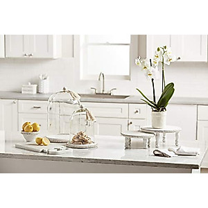 Mud Pie White Beaded Wood DIP Bowl Sets, 3" x 5 1/2" Dia | Spreader 6"