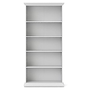 Home Square 5 Shelf Wood Bookcase Set in White (Set of 2)