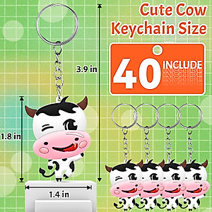 MTLEE Cow Party Favors Cute Rubber Cow Keychain Farm Laughing Cow Animal Cow Baby Keychains for Boys Girls Teens School Carnival Rewards Baby Shower Birthday Party Favors(40 Pieces)
