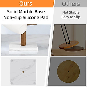 Buruis Wood Mug Holder, Marble Base Cup Rack Tree, Mug Stand Hanger, Kitchen Coffee Mug Tree Countertop Tea Cups Holder Stand, Coffee Cup Dryer with 6 Hooks