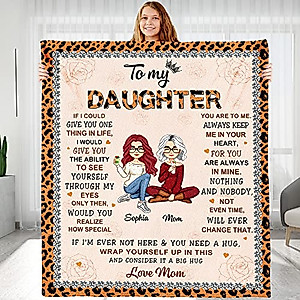 KERAOO Personalized Blanket Gift for Daughter, Christmas Birthday Gifts for Daughter, Custom Throw Blanket to My Daughter from Mom, Mother's Day Graduation Gifts (Custom Daughter-12)