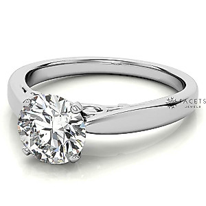 FACETS JEWELS Full White D Color 1.00 Carat Round Cut VVS1 Moissanite Diamond Solitaire ring Engagement And Wedding ring - 925 Sterling Silver Size 6.5