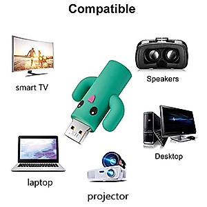 USB Flash Drives, 8GB / 16GB / 32GB / 64GB Waterproof Cute Silicone USB 2.0 USB Memory Stick Data Storage Pendrive Thumb Drives (32GB, Cactus)