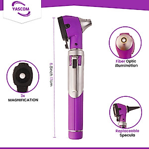 YASCOM Otoscope Professional Diagnostic Ear Otoscope with Light Pocket Size Ear Infection Checker with 10x Specula & Case, Ear Otoscope for Doctors, Nurses, & Students
