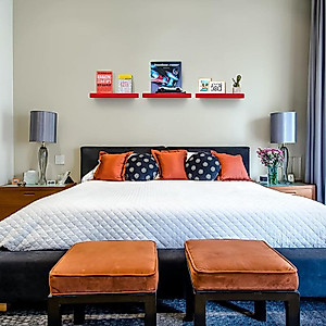 Generic Set of 3 Floating Shelves Wall Mounted Shelf, for Home Decor with 6"" Deep (red, 15.7 inch)