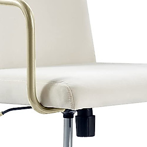 Elle Decor Giselle Modern Home Office Desk Chair, High Back Adjustable Computer Chair with Gold Arms, Base and Wheels, Velvet Fabric, Cream