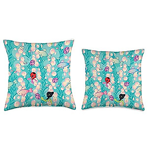 Miraculous Ladybug Aqua Summer Swim with the Kwamis Throw Pillow