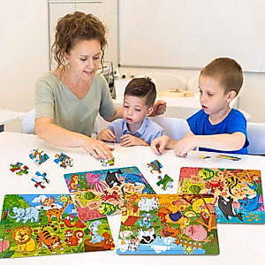 Puzzles for Kids Ages 3-5, Toddler Puzzles 30 Piece Wooden Jigsaw Puzzles for Preschool Children Learning Educational Puzzles Toys for Boys and Girls (6 Pack)