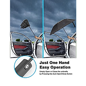 Vuteehy Windproof Umbrella, Travel Umbrella for Rain with 16 Ribs Double Canopy Vented, Waterproof Folding Umbrella with Inverted Design, Auto Open Close - Compact Rain Umbrella for Men and Women