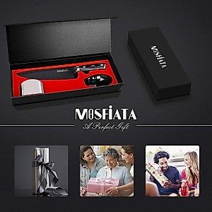 MOSFiATA 8 inch Chef's Knife & 8 inch Tatanium Plated Chef's Knife & 7 inch Santoku Knife