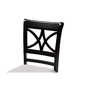 Baxton Studio Clarke Dining Chair Set and Dining Chair Set Grey Fabric Upholstered and Espresso Brown Finished Wood 4-Piece Dining Chair Set