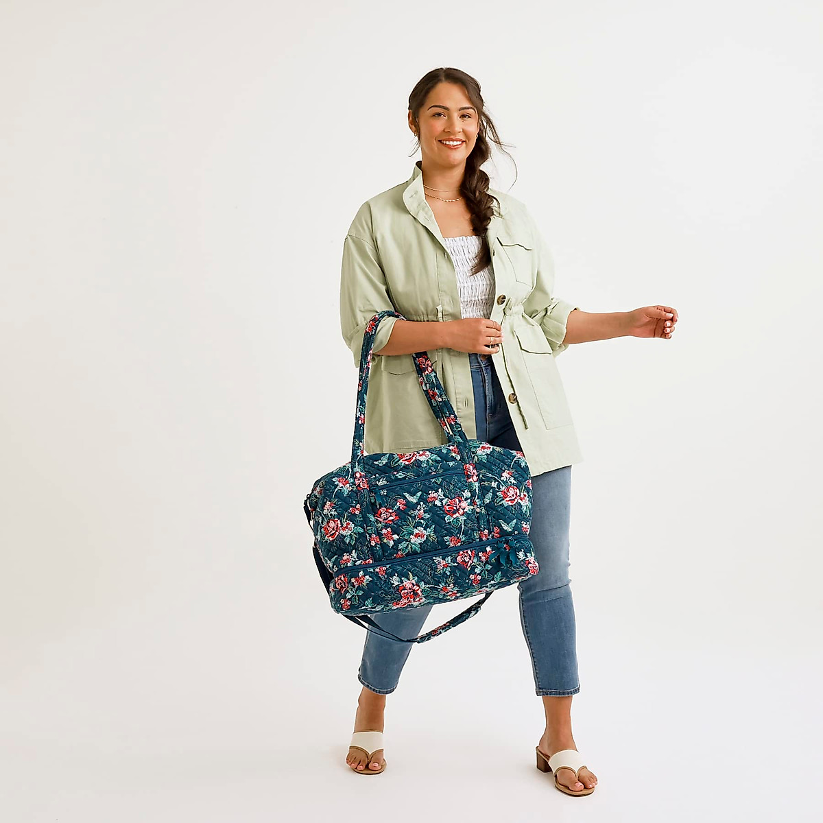 Vera Bradley Women's Cotton Deluxe Tote Travel Bag, Ikat Island, One Size US