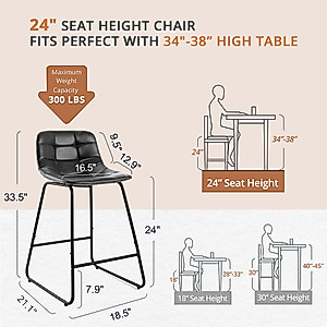 LUE BONA Upholstered Checkered Pattern Bar Stools Set of 4, Faux Leather 30 Inch Bar Height Chairs with Metal Legs for Kithchen Island, Red Brown