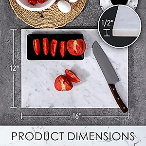 JESSILIN HOME Marble Cheese Pastry Board 16" x 12", Marble Cutting Board, Marble Serving Tray for Pastries, Bread, Pizza, Carrara White