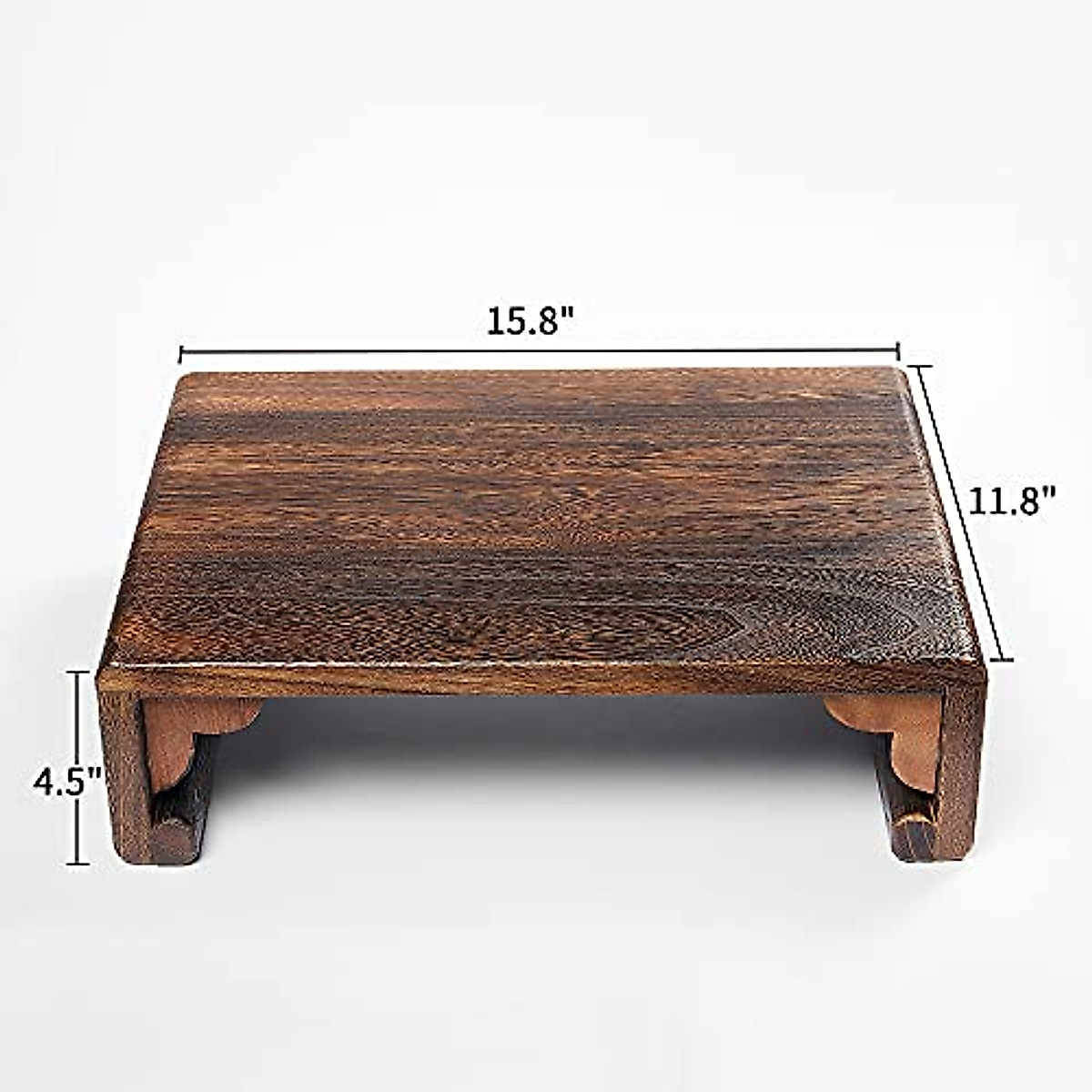 SINOBEST Low Wood Stool, Rectangular Bed Step Stool, Large Surface Step Ladder for Kitchen & Bathroom, Foot Rest Stool Under Desk, Portable Bed Table for Laptop and Tea
