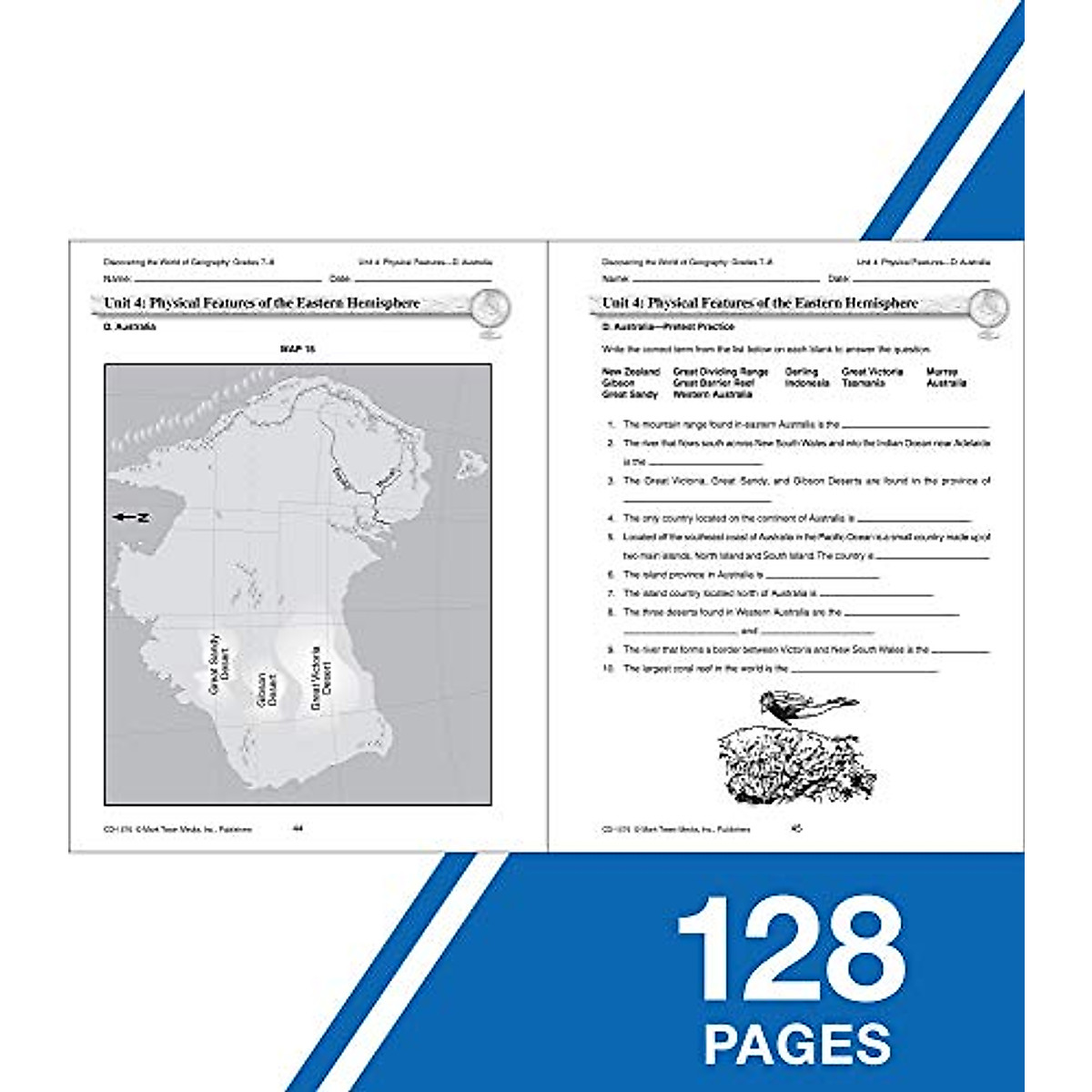 Mark Twain Geography Workbook, Geography for Kids Grade 7-8, Population, Political, Climate, Physical Geography of the Eastern Hemisphere, 7th Grade Workbooks & Up, Classroom or Homeschool Curriculum