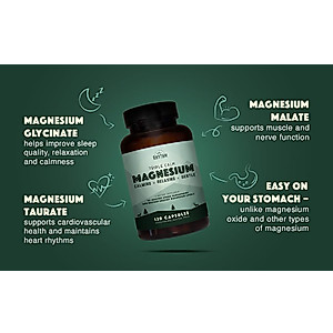 Natural Rhythm Triple Calm Magnesium 150 mg - 120 Capsules – Magnesium Complex Compound Supplement with Magnesium Glycinate, Malate, and Taurate. Calming Blend for Promoting Rest and Relaxation.