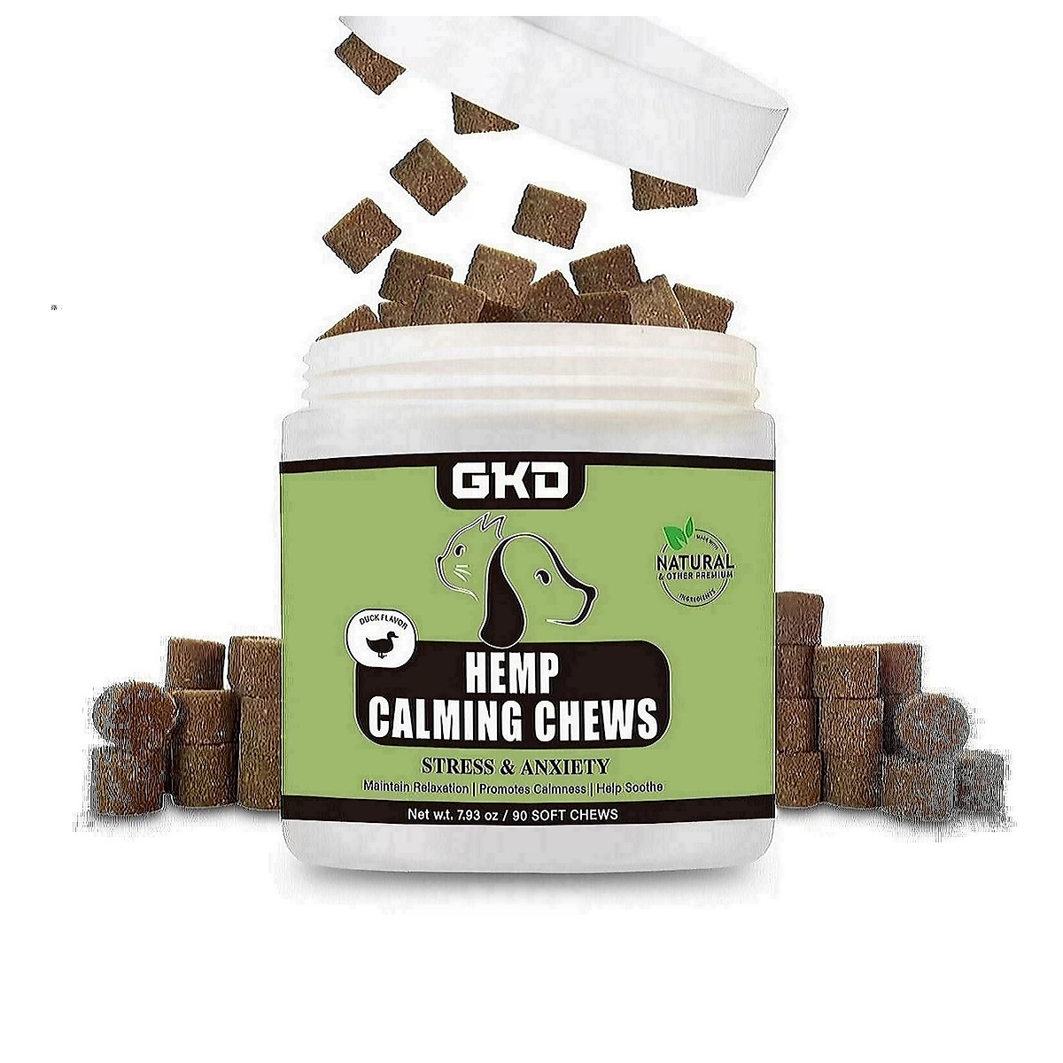 GKD Calming Bites for Dogs, All Natural Calming Chews for Dogs, Dog Anxiety Relief Stress, for Hyper Dogs, Aid with Separation Dog Calming Treats - Travel, Thunder