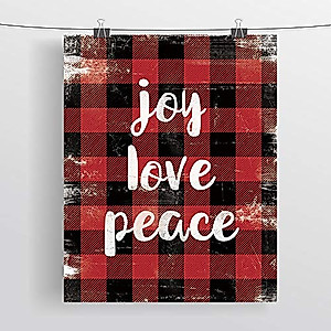 SUMGAR Christmas Wall Art Prints Unframed 8x10 Farmhouse Decor Red Black Buffalo Posters Quotes Pictures Artwork Set of 3