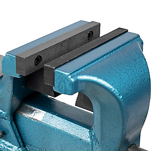 5" Forged Steel Bench Vise, 4 Point Swivel, 90,000 PSI Tensile Strength Forged Steel, Black Oxide Jaws, Large Machined Anvil - Fireball Tool