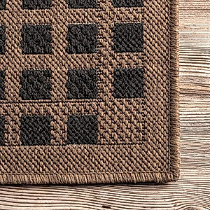 nuLOOM Gigi Striped Border Indoor/Outdoor Area Rug, 8' x 10', Brown