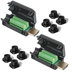 Jienk 2Pcs HDMI Solderless Male Quick Connector, Port Terminal Solderfree Breakout Connector Board with Case Accessories